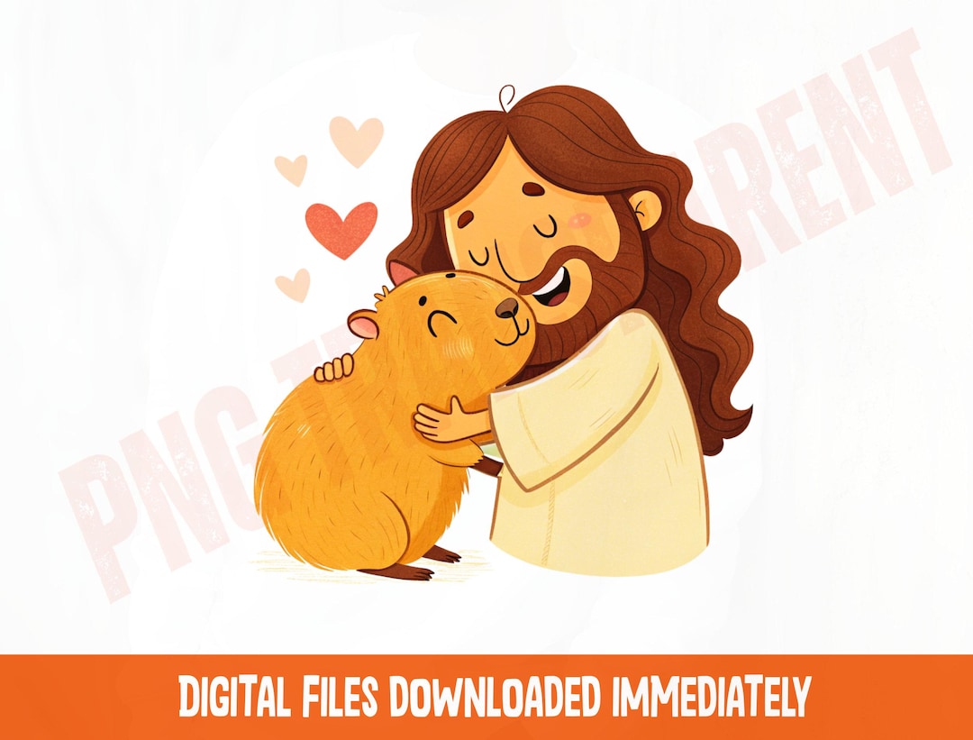 Jesus and Capybara Png, Cute Jesus Png, Christian Capybara Png ...