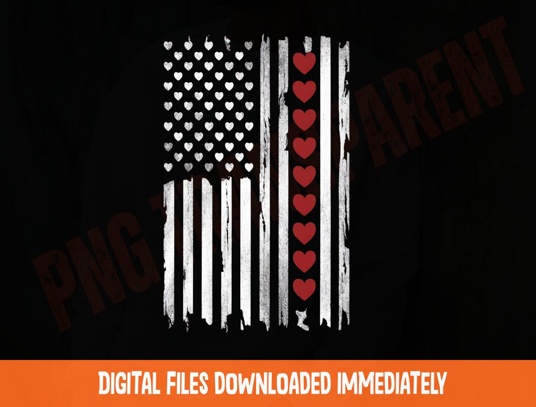 American Flag Heart Png, Distressed Flag Sublimation, Valentine Flag ...