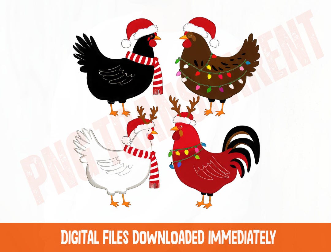 Christmas Chickens Png, Holiday Chicken Design, Festive Farm Animals ...