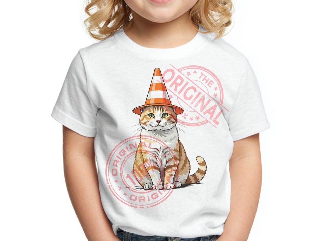 Traffic Cone Cat PNG, Whimsical Construction Kitty Sublimation Design ...