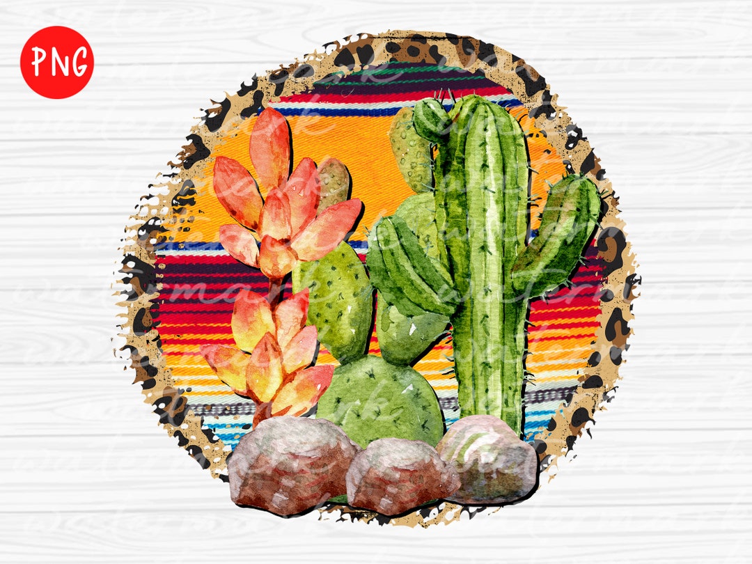 Serape Cactus Png Watercolor Cacti Png Leopard Print - Etsy