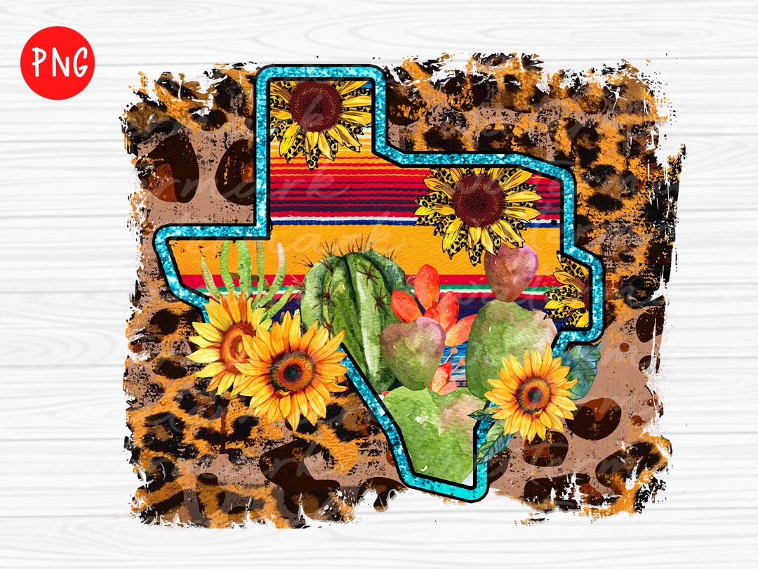 Serape Texas Sunflower Cactus PNG: Western Digital Download - Etsy