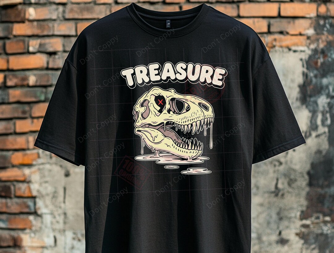 Treasure T Rex Skull Png, Melting Dinosaur Png, Grunge Dino Art, Cool ...