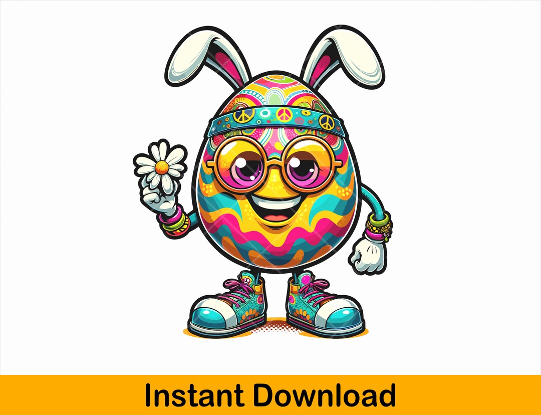 Groovy Easter Png, Groovy Retro Easter Bunny Ears Eggs Png, Trendy ...