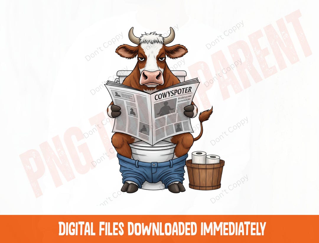 Cow on Toilet PNG, Funny Farm Animal Sublimation, Bathroom Humor ...