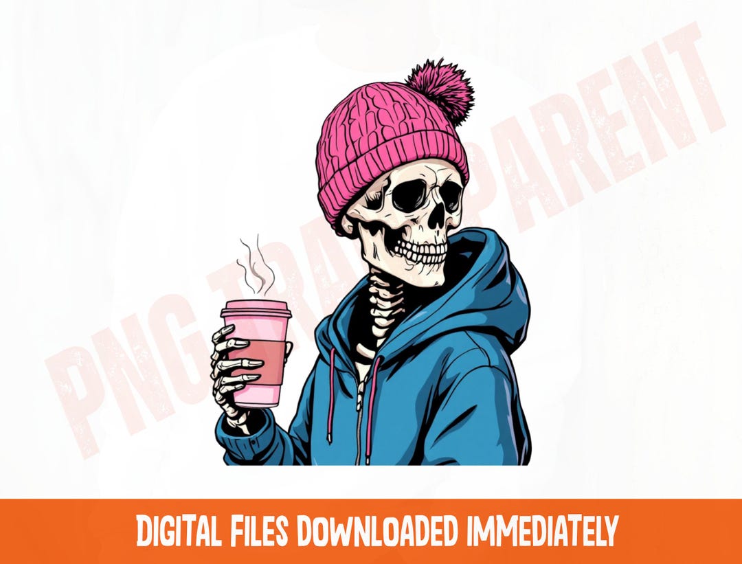 Skeleton Drinking Coffee PNG, Funny Halloween Design, Spooky ...
