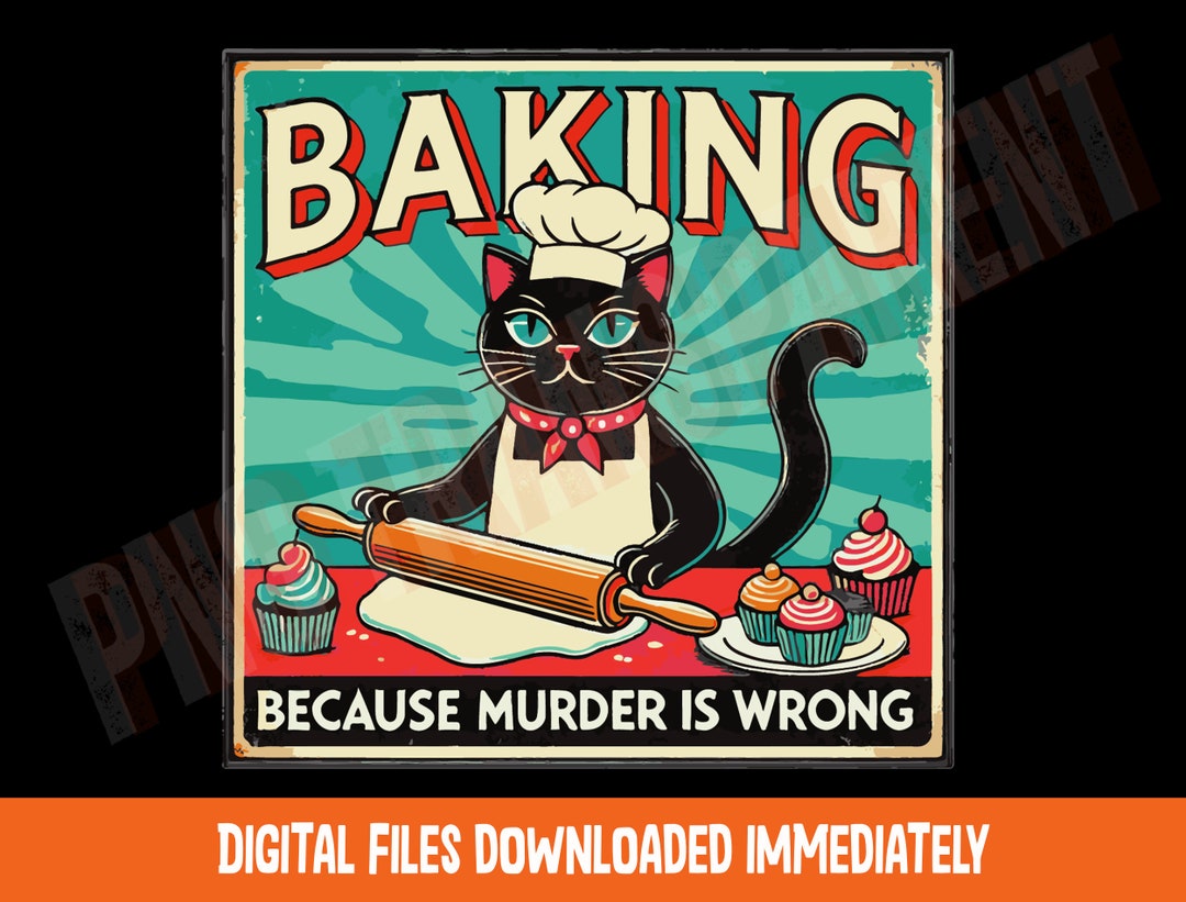 Grumpy Chef Cat PNG: Retro Baking Kitchen Art (digital Download) - Etsy