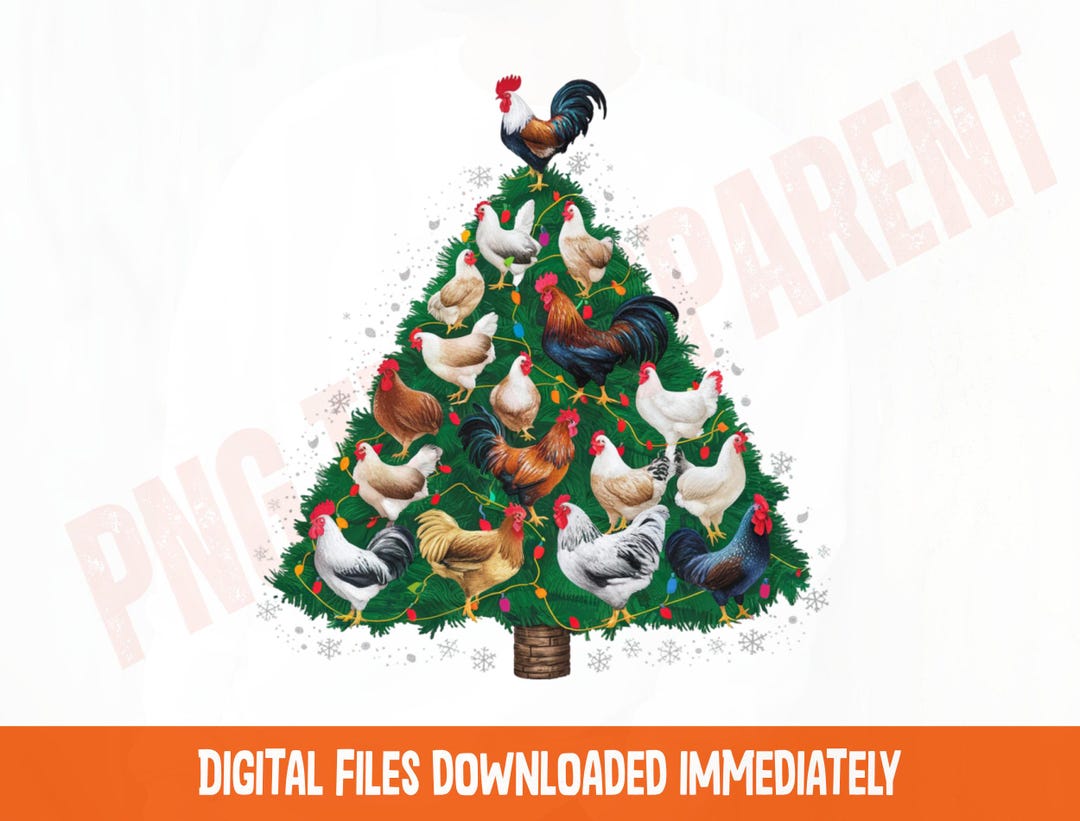 Chicken Christmas Tree Png, Funny Chicken Christmas Png, Farm Animal ...