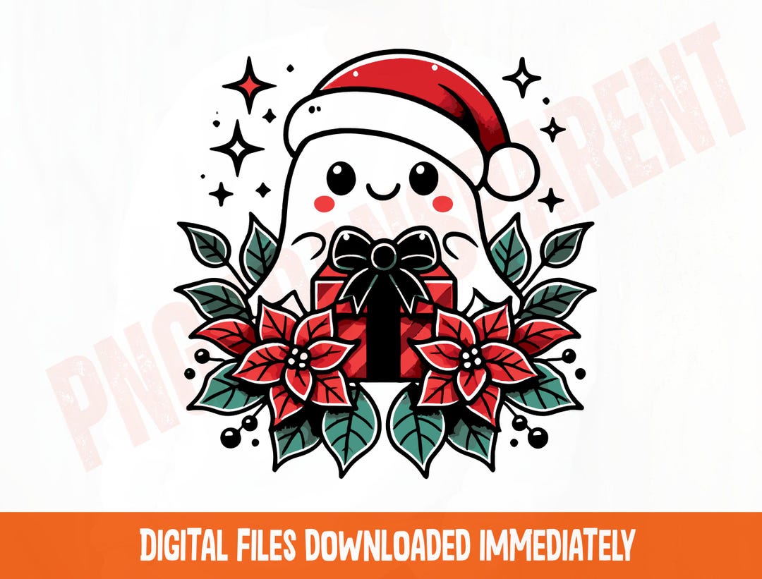 Cute Santa Ghost Png, Christmas Ghost Png, Holiday Ghost Sublimation ...