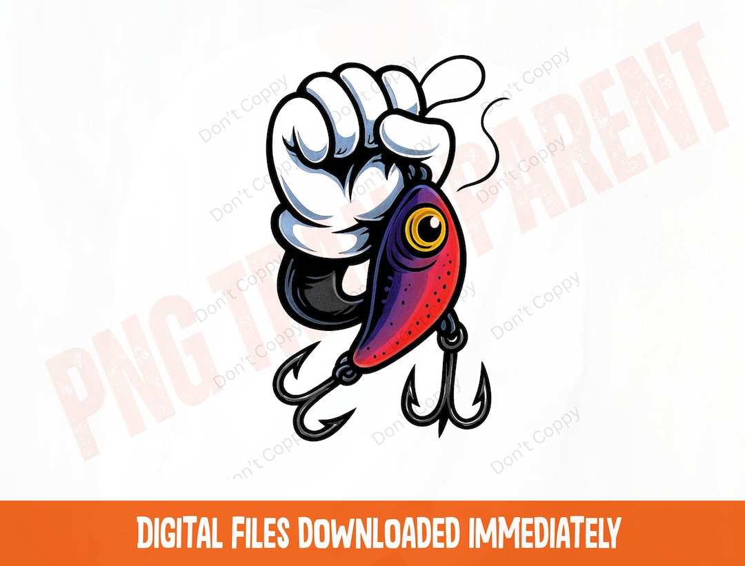 Funny Fishing Lure Cartoon: Quirky Angler PNG Clipart - Etsy