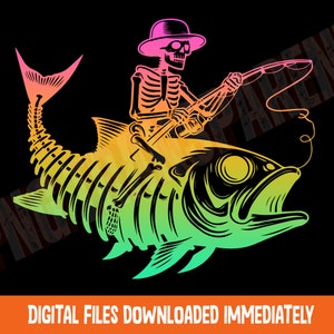 Funny Fisherman Skeleton Riding Fish SVG PNG (digital Download) - Etsy
