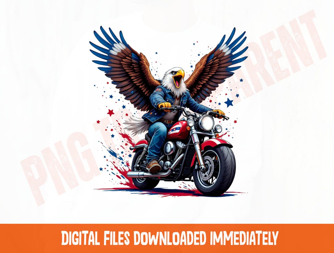 Patriotic Eagle Rider PNG, American Eagle on Motorcycle, USA ...