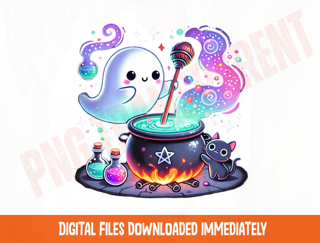 Magical Ghost Cauldron Png, Cute Witchcraft Halloween Clipart, Kawaii ...