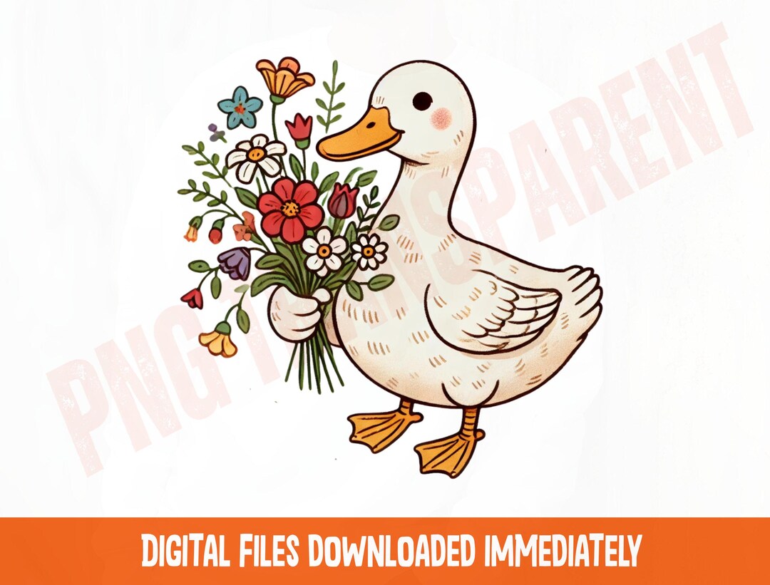Cute Duck With Flowers PNG, Adorable Duck Sublimation, Floral Duck ...