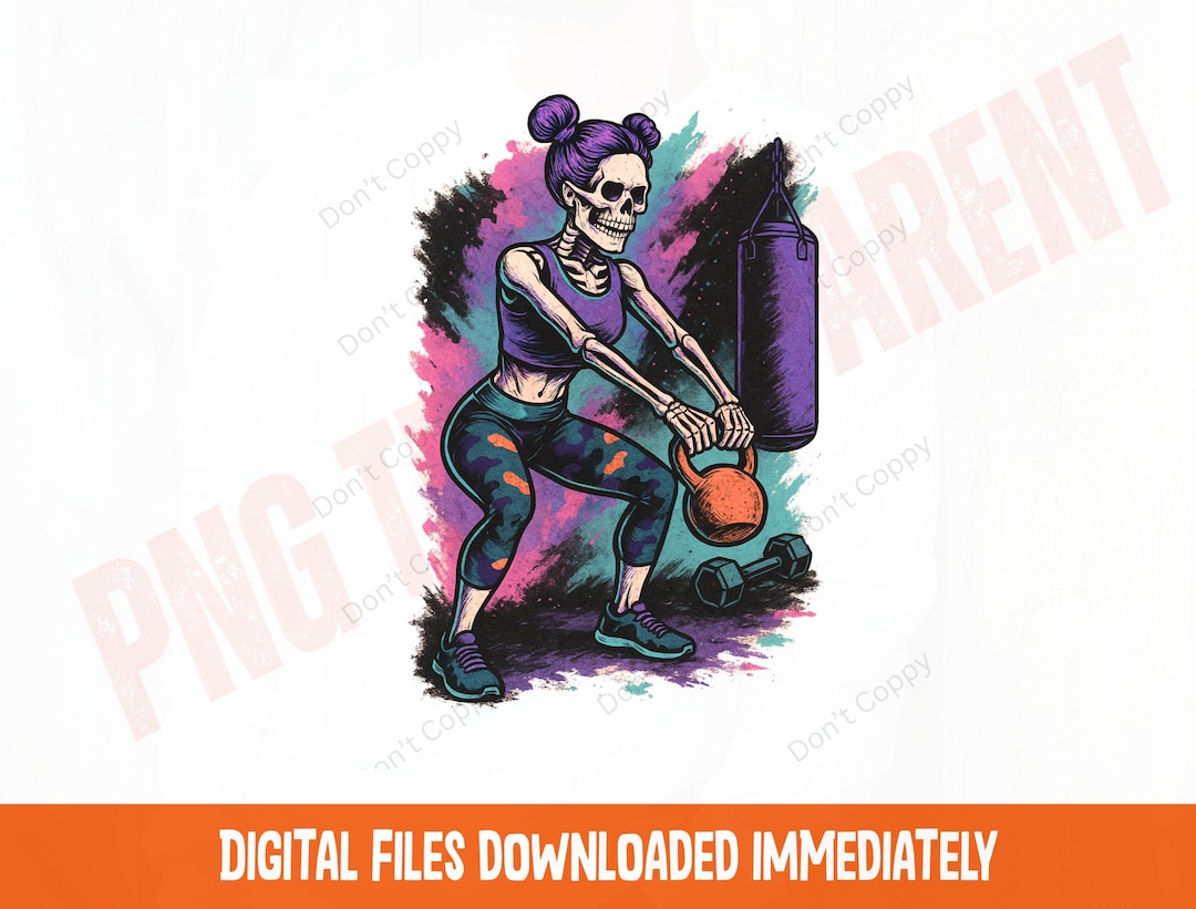 Skeleton Workout Png, Fitness Skeleton Sublimation, Gym Girl Png, Pink ...