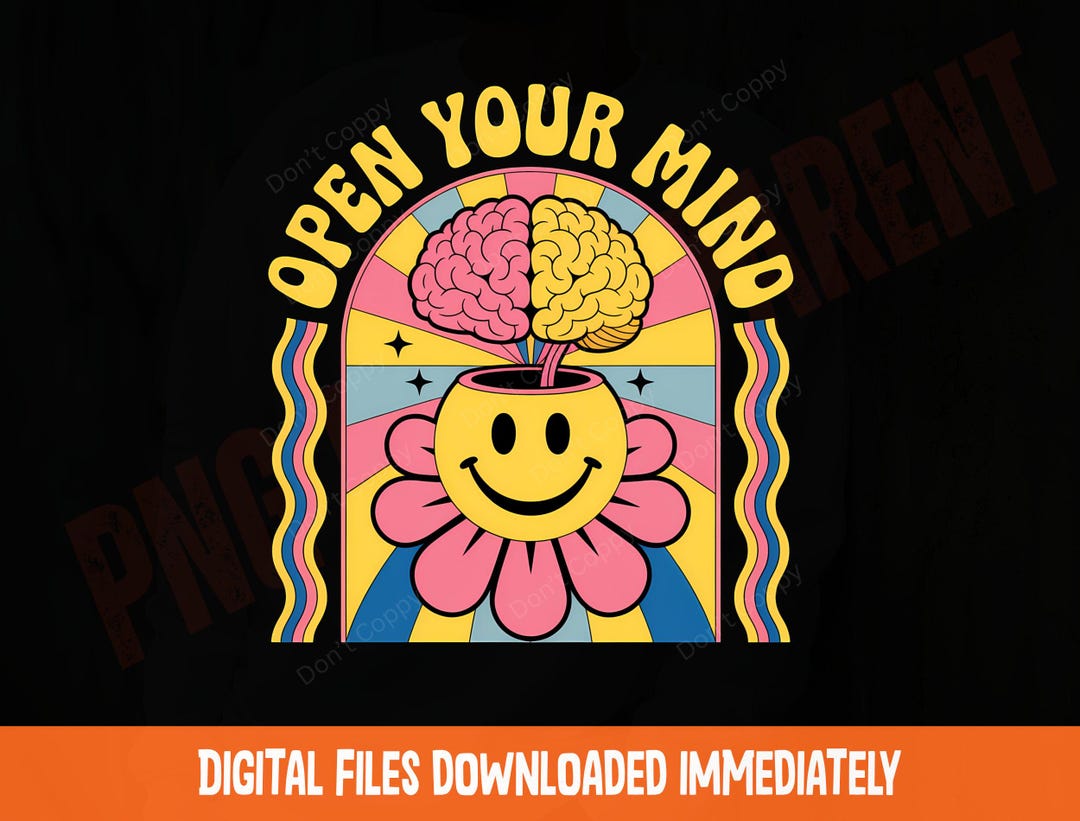 Open Your Mind PNG, Psychedelic Smiley Face, Retro Brain Art, Hippie ...