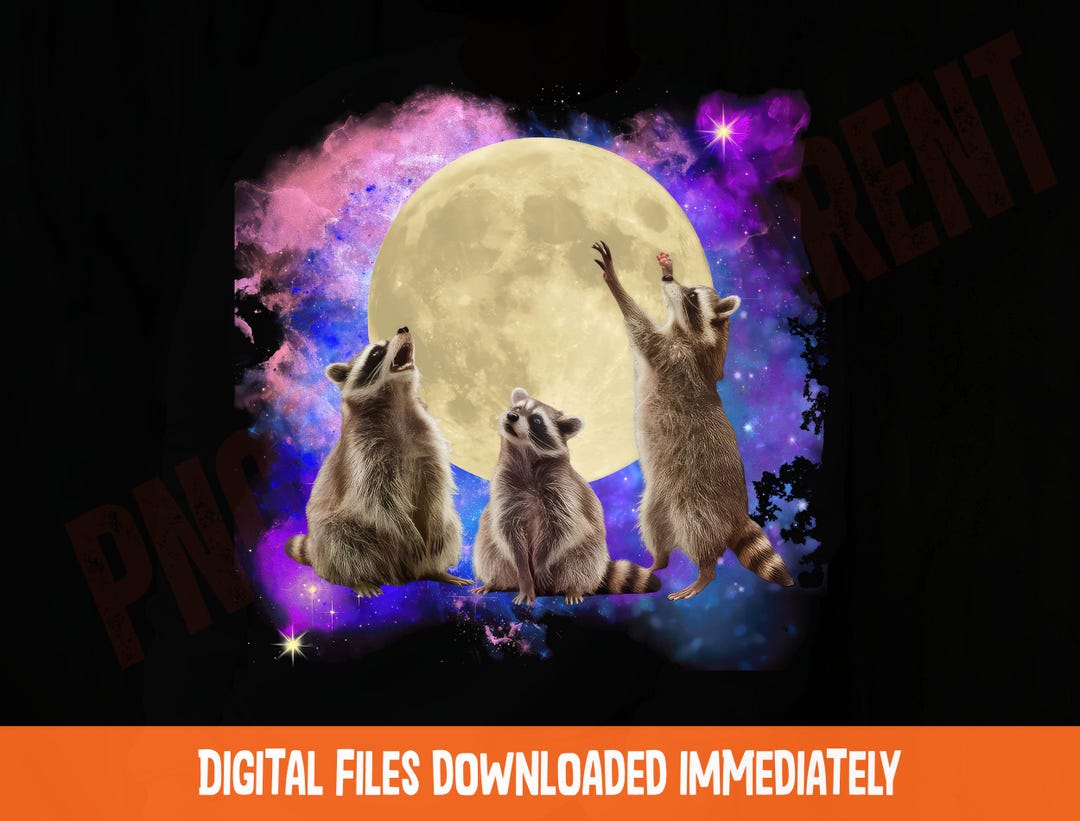 Raccoons Howling at the Moon Png, Night Sky Graphic, Forest Animal Art ...
