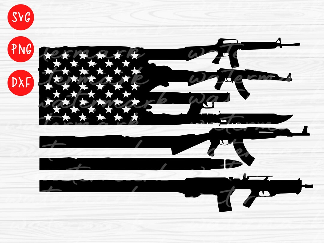 Rifle Flag Svg, Guns Svg, American Gun Flag Svg, 2nd Amendment Svg ...