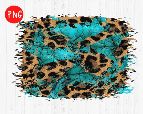 Leopard Print and Turquoise Stone background Sublimation png | Etsy