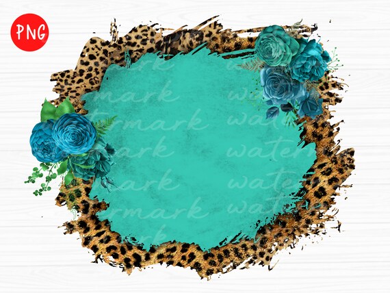 Turquoise Leopard PNG Sublimation Background Turquoise | Etsy