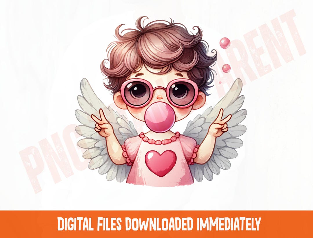 Cute Angel With Heart Png, Angel With Sunglasses Sublimation, Pink ...