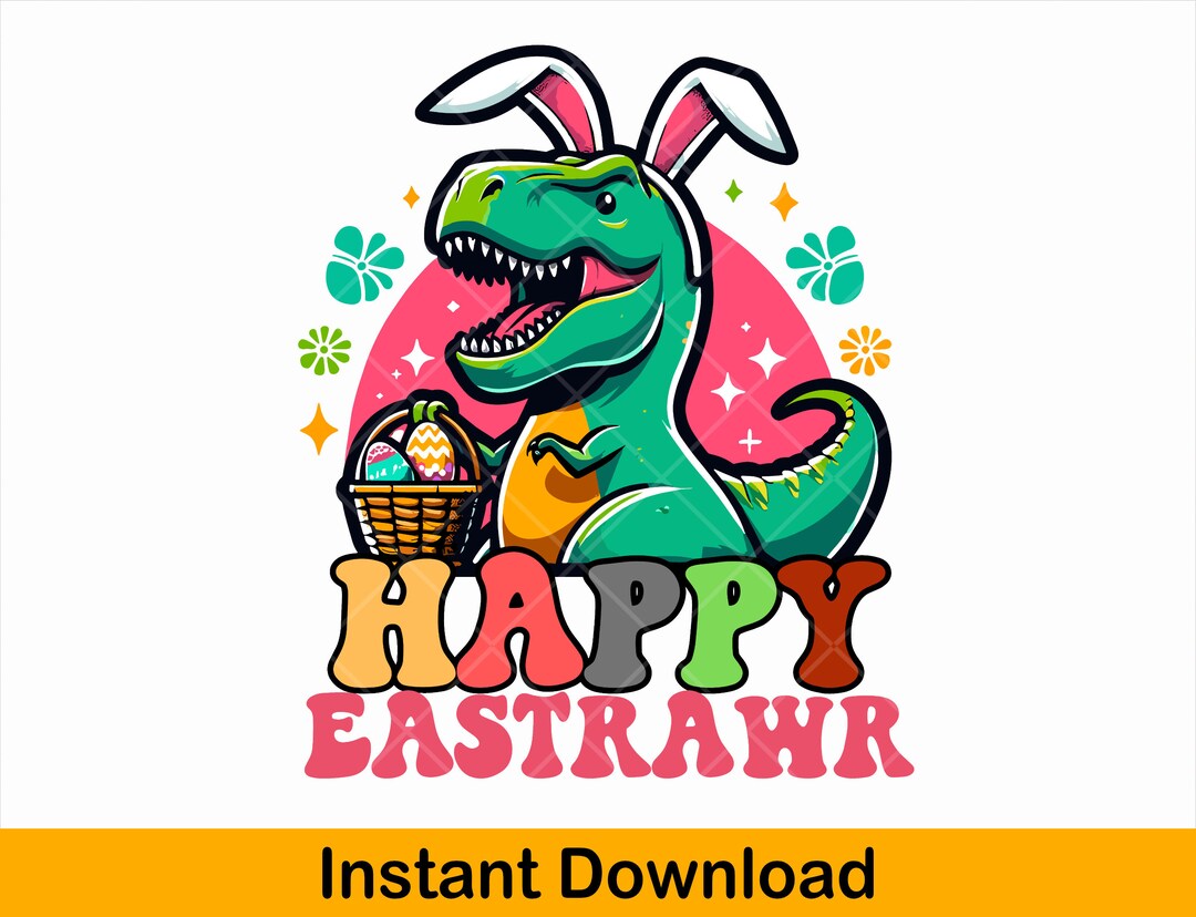 T Rex Easter Svg, Bunny Dinosaur Eggs Svg, Boys Kids Easter Png, Easter ...