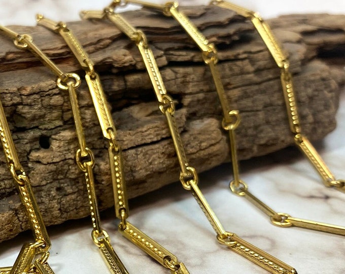 Bar Chain 10 FT Length, Decorative Gold-tone: Vintage Craft and Jewelry ...