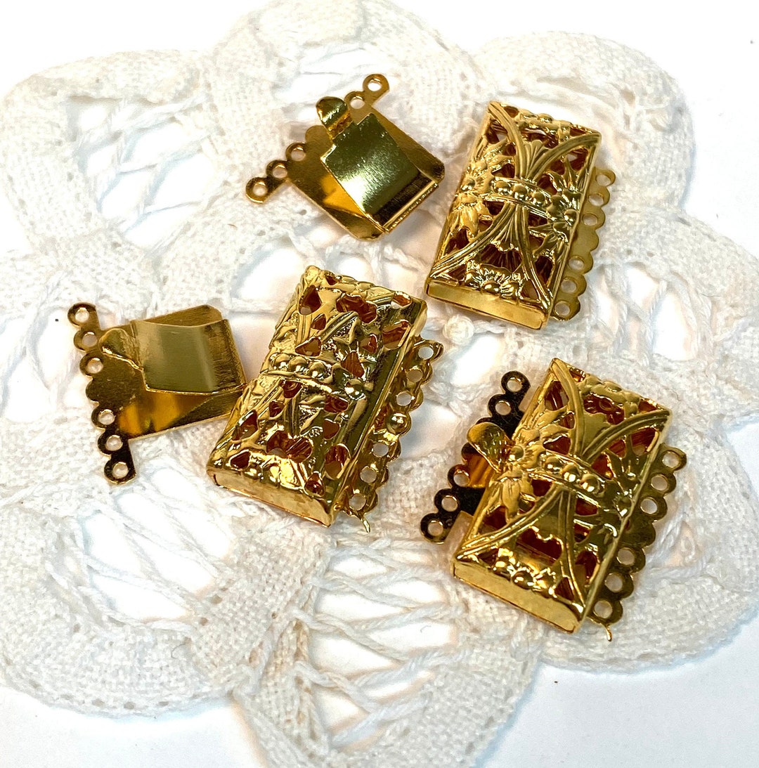 Six-strand GOLD Fancy Filigree Clasp for Bracelets or Necklaces ...