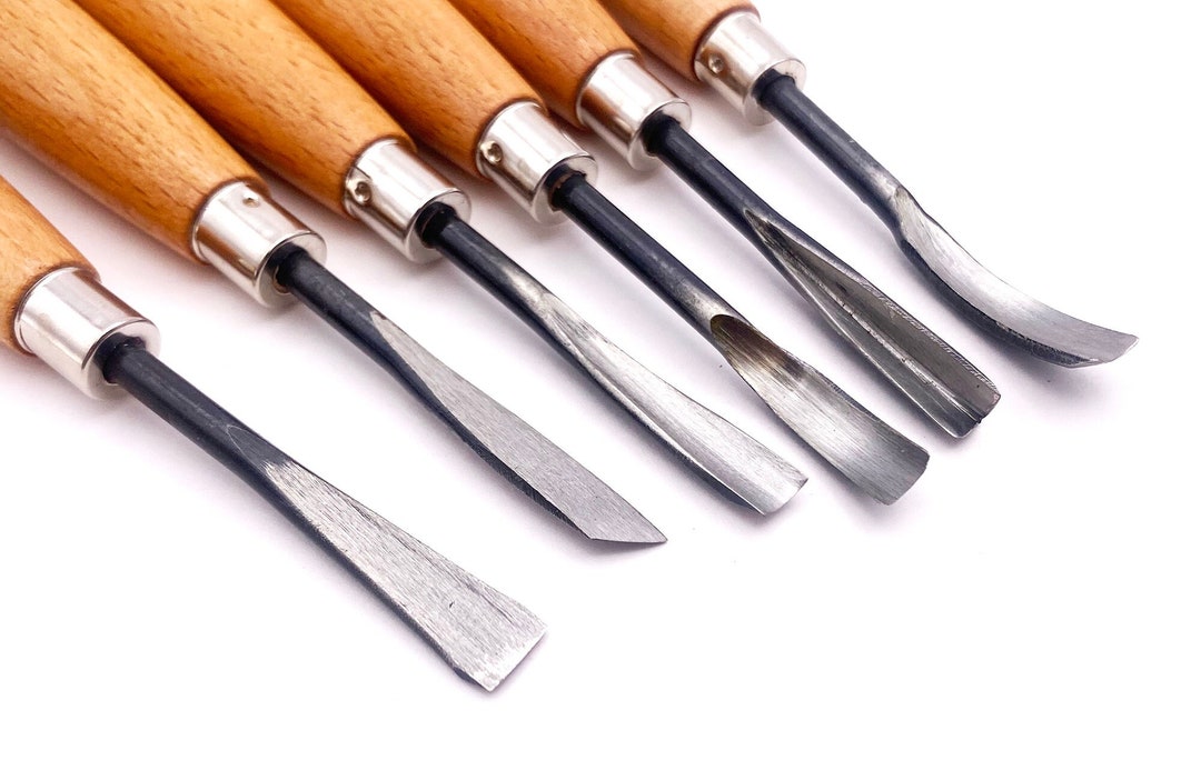 Wood Carving Tool Kit for Beginners: 6 Piece Collection, Steel Blades ...