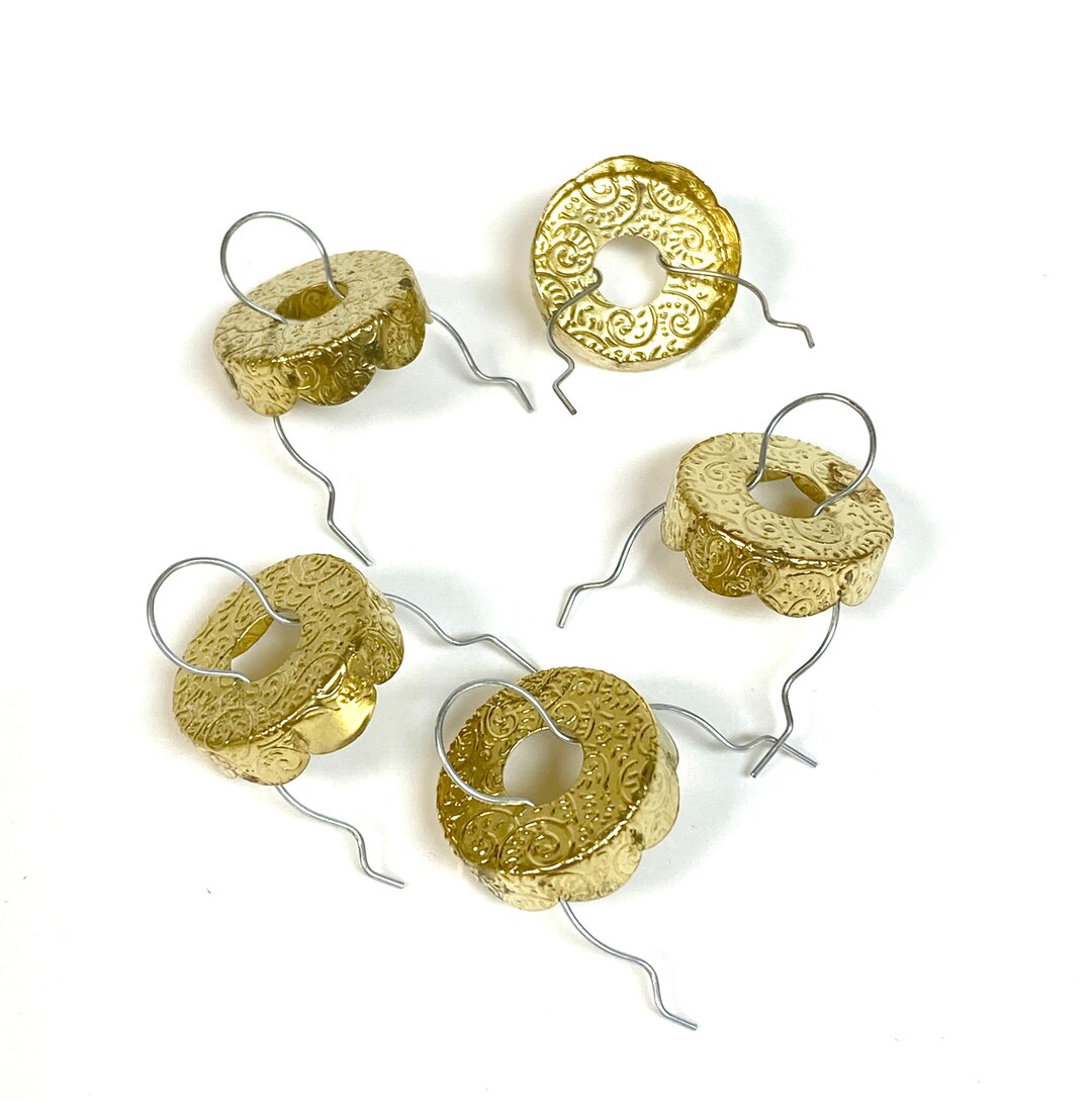 Bright Gold Ornament Caps, 3/4" Diameter: Traditional Embossed Top, Lot ...