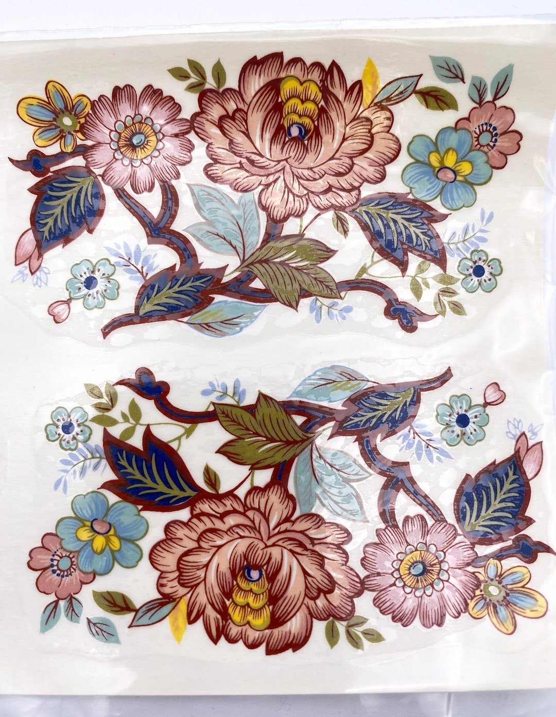 Vintage Ceramic Decals: Stylized Jacobean Floral, Water-mount, Kiln ...