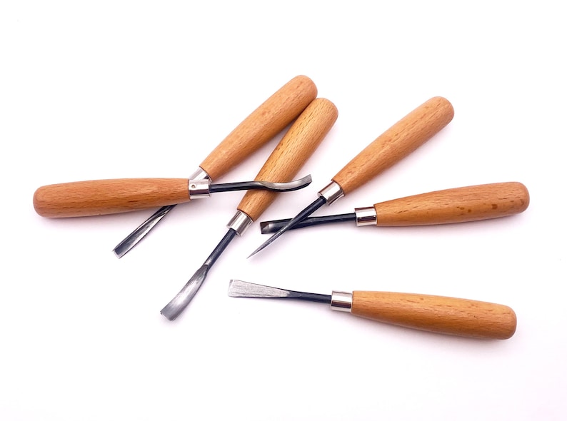 Wood Carving Tool Kit for Beginners: 6 Piece Collection, Steel Blades ...