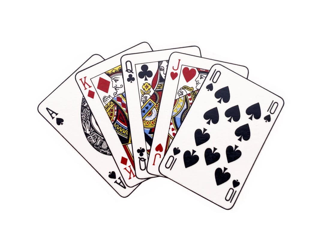 Ceramic Decals "ace-high Straight" Poker Hand: 3-1/2" Vintage Water ...
