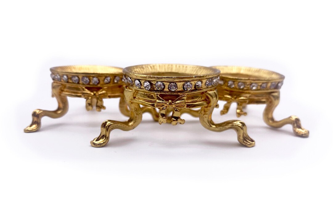 Decorative Display Stands for Eggs: Cast Metal With Bright Gold Finish ...