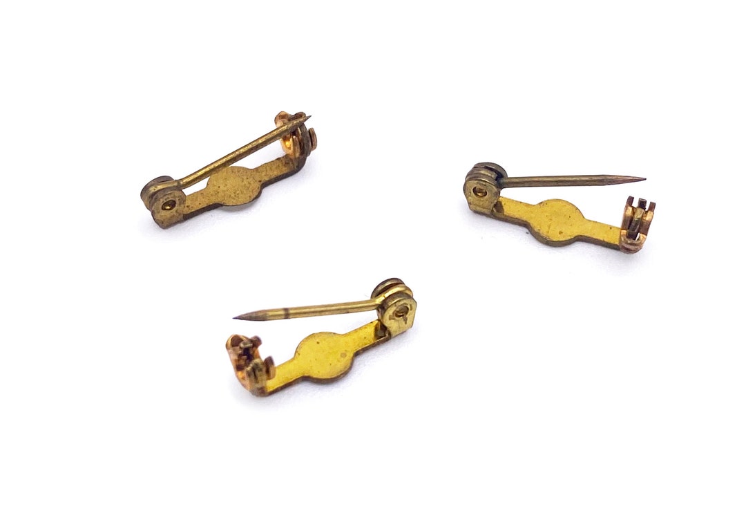 Tiny 1/2" Brass Bar Pin Backs With Safety Clasp: Vintage Jewelry ...