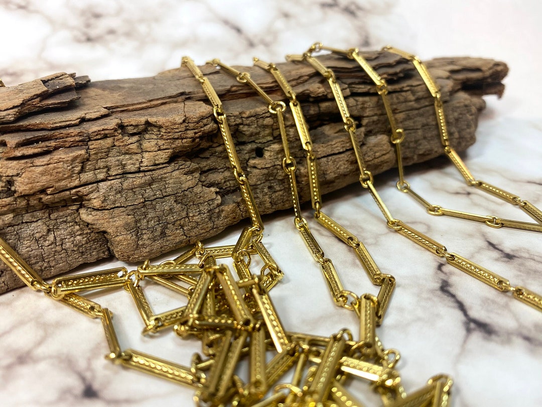 Bar Chain 10 FT Length, Decorative Gold-tone: Vintage Craft and Jewelry ...