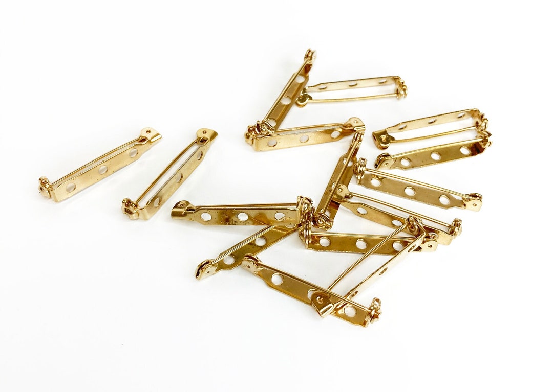 1 1/4" Pins With Safety Clasp, Gold-tone Finish: Vintage Jewelry ...
