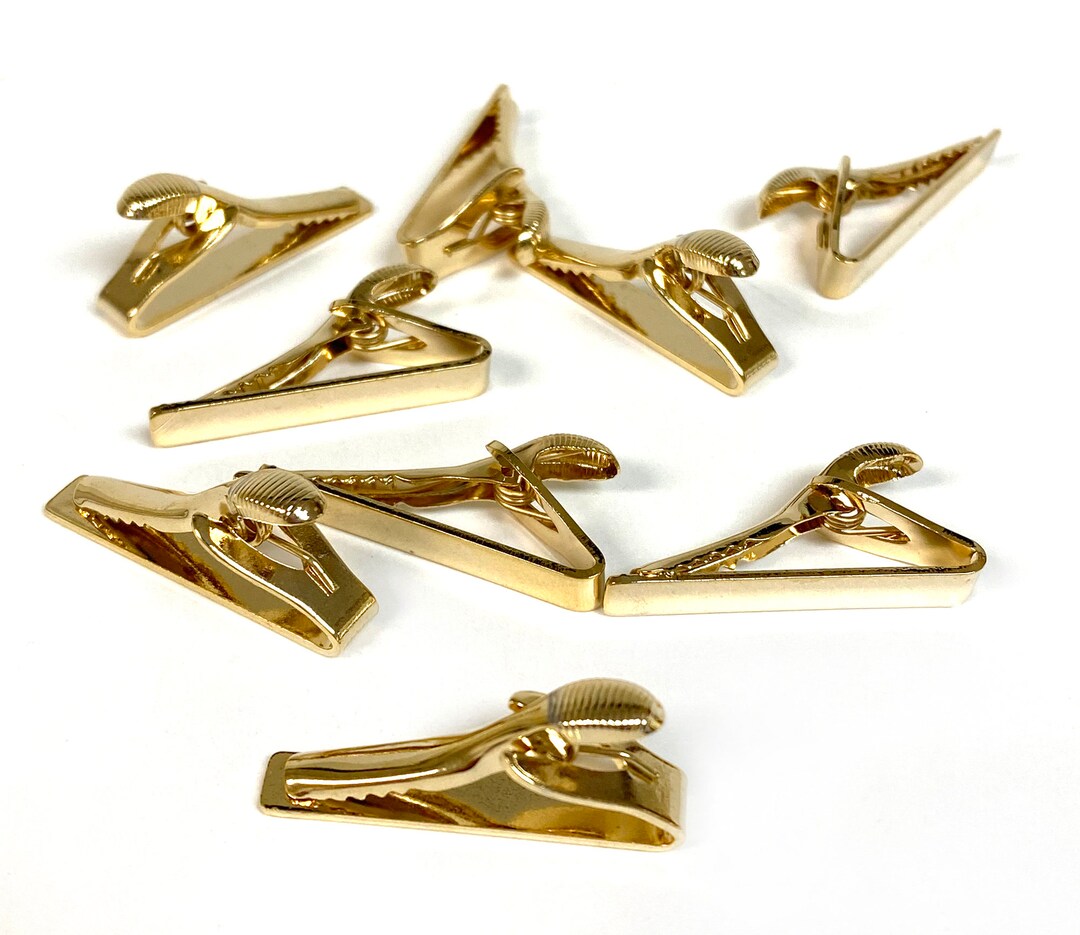Vintage Tie Bar Clips, Spring Action Findings: Polished Gold-tone ...