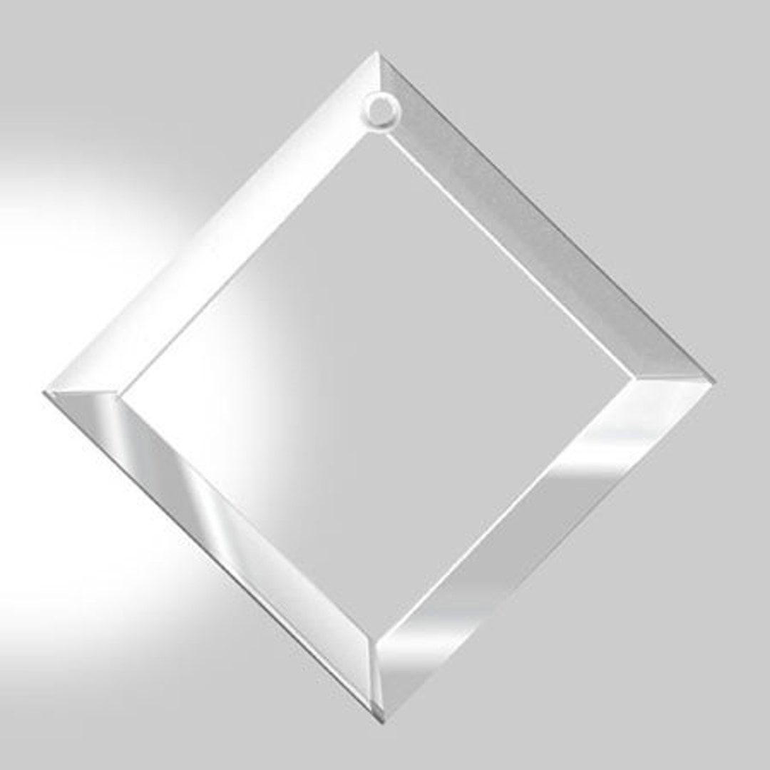 3 Square Diamond Glass Suncatcher Tiles With Beveled Edges & Pre ...