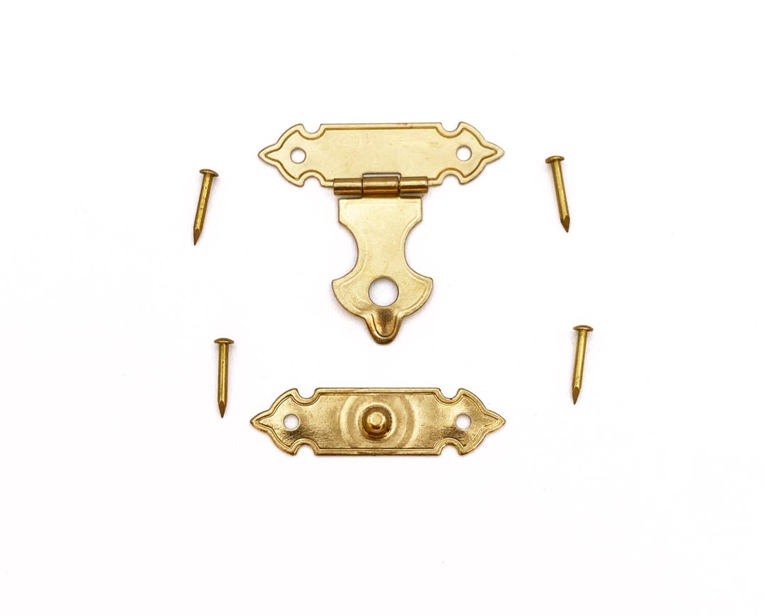 Mini Snap Catch Hasp for Small Boxes: Brass-plated Hinges & Pins, Craft ...