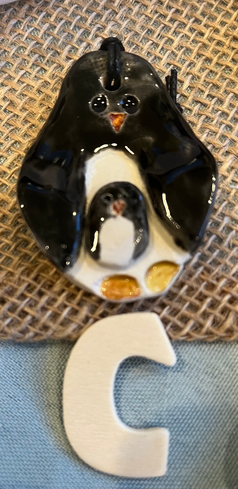 Ceramic Penguin Ornament - Etsy