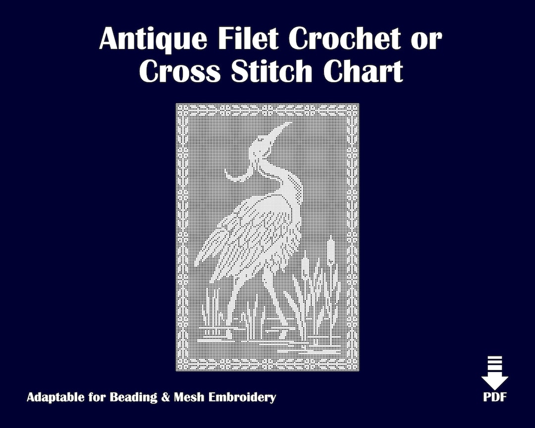 Pattern Chart for Filet Crochet / Cross Stitch - Heron - Etsy