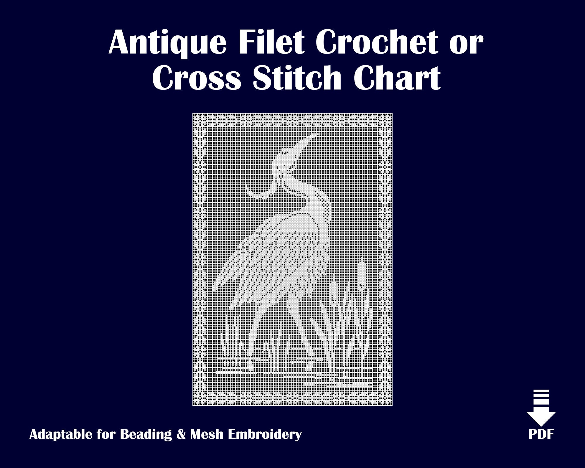 Pattern Chart for Filet Crochet / Cross Stitch - Heron - Etsy