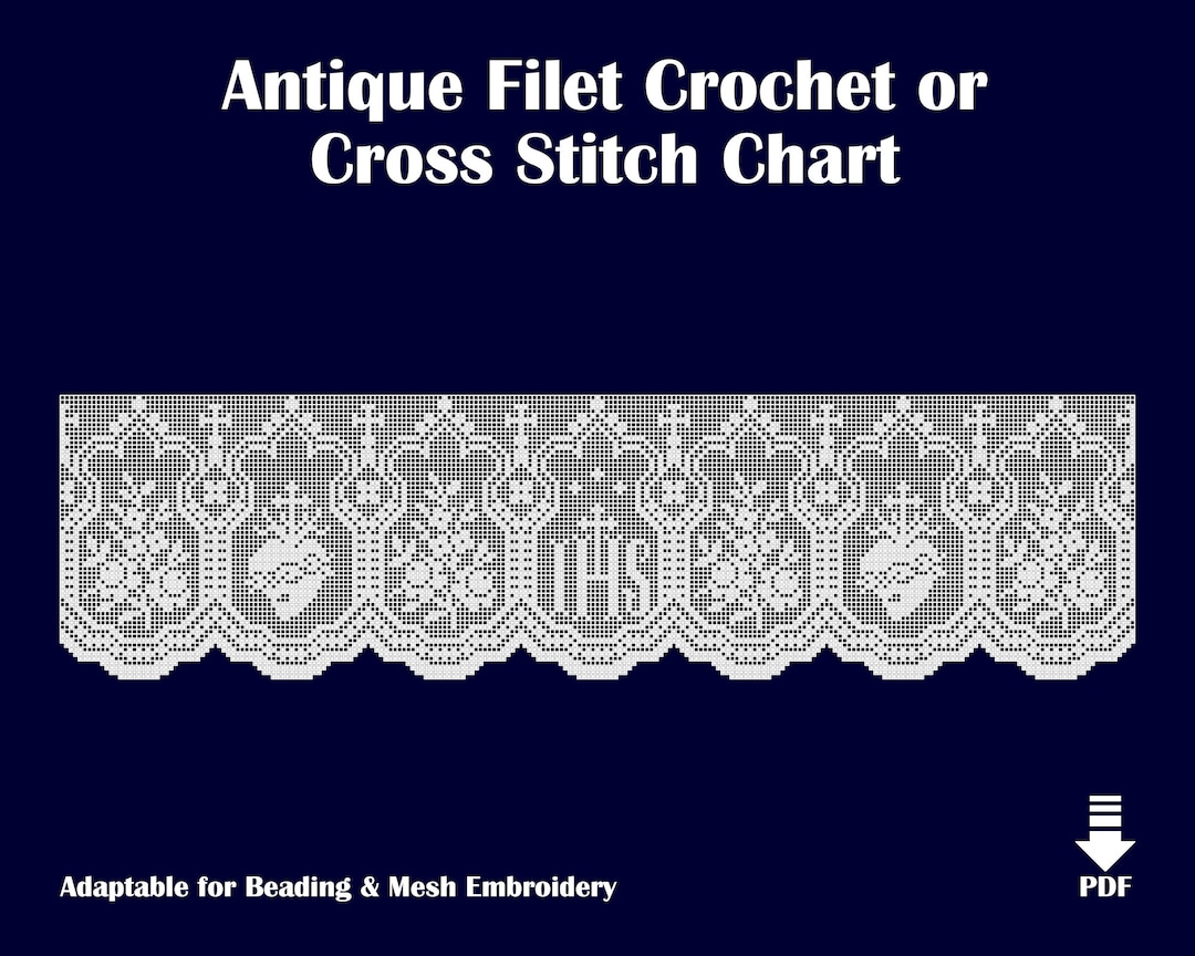 Reproduction Antique (1914) Pattern Chart for Filet Crochet/cross ...