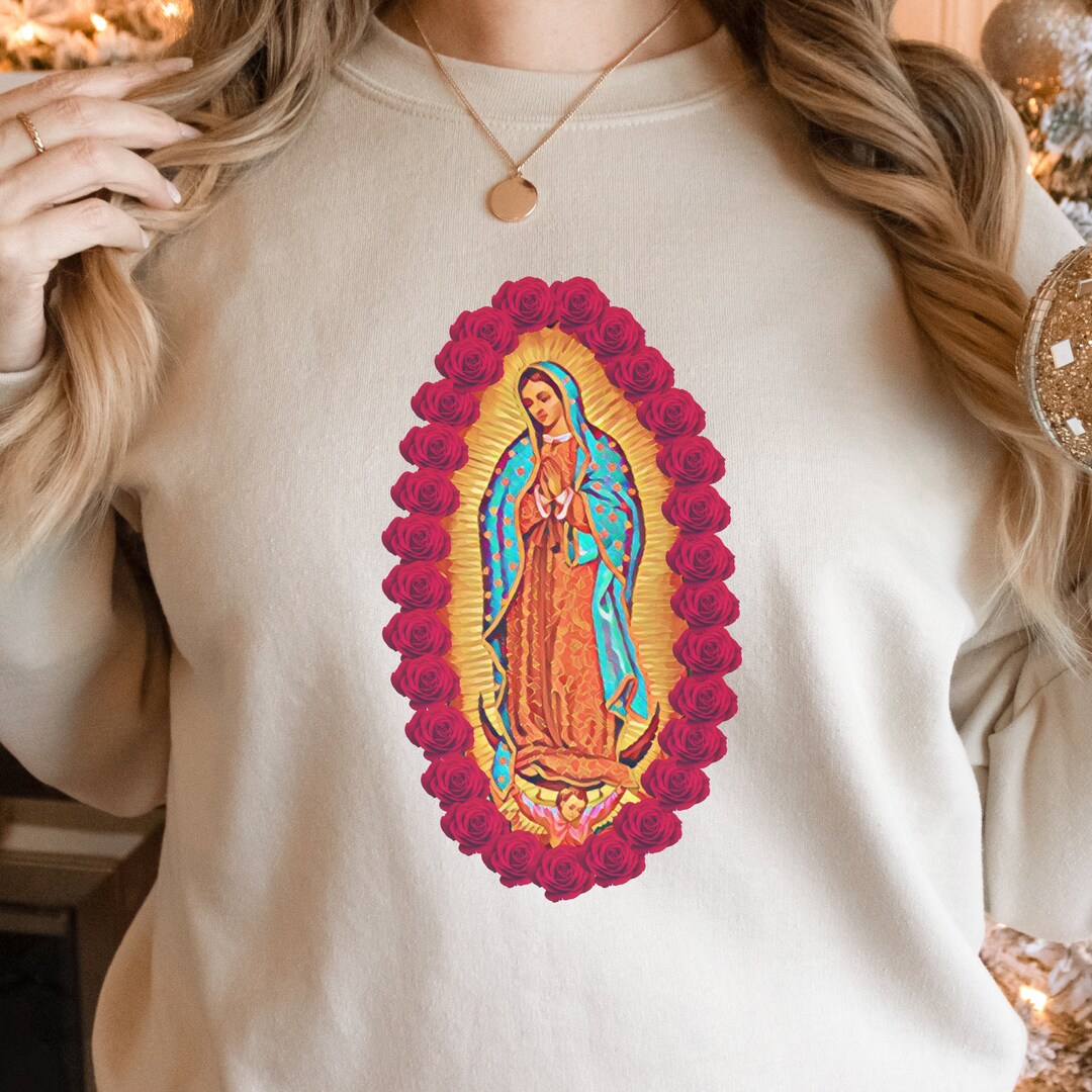 Virgin Mary Virgin Mary Sweatshirt La Virgin De Guadalupe - Etsy