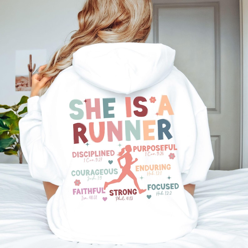 Christian Running Hoodie, Gift for Runner, Marathon Running Hoodie ...