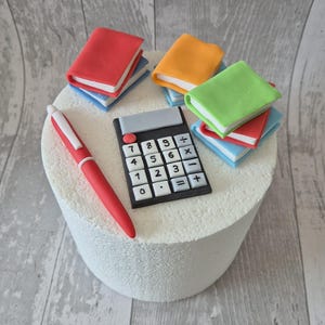 Edible Exam Themed Cake Topper Set - Books, Calculator, Pen ...
