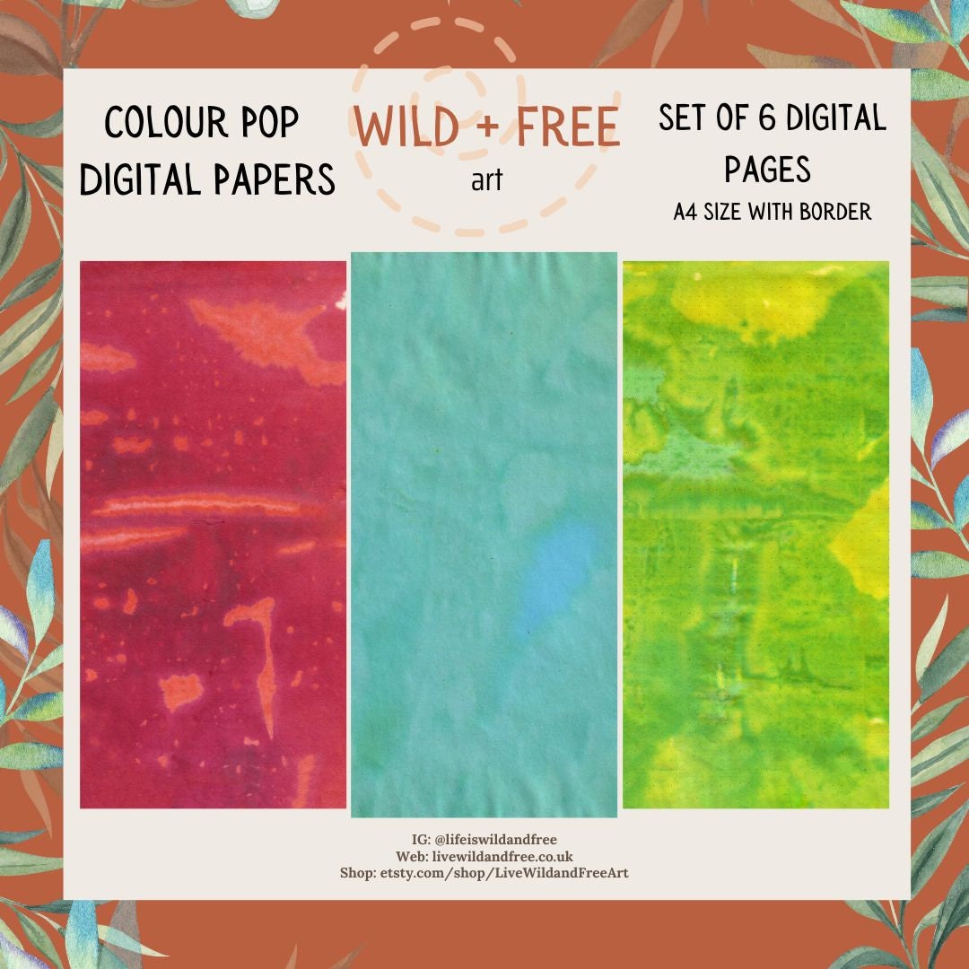 Color Pop Digital Paper Pack for Junk Journalling and Scrapbooking - Etsy