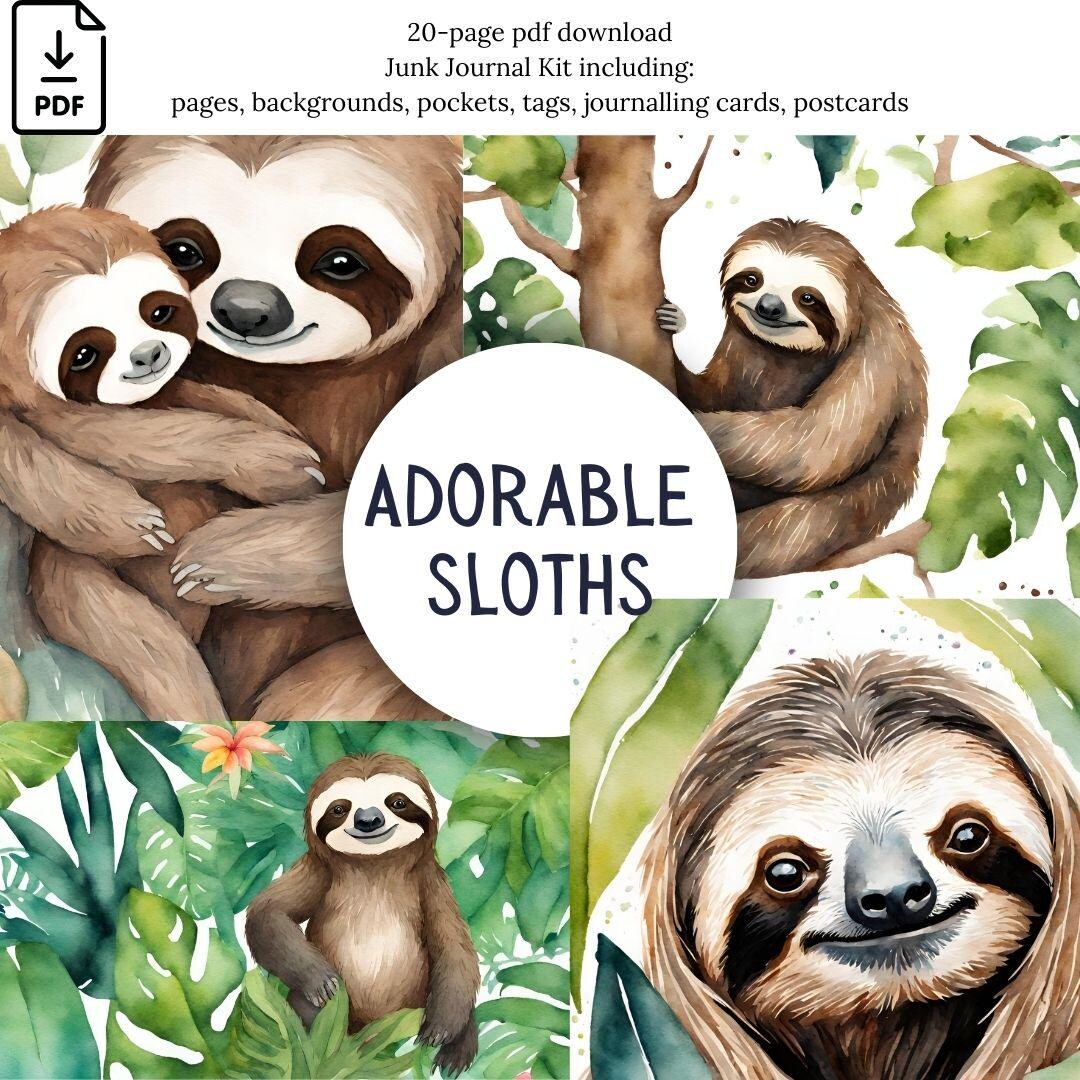 Sloths Instant Download Digital Paper Pack Digikit for Junk Journalling ...