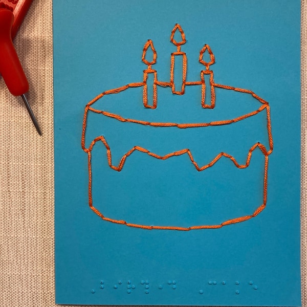 Flowers Embroidered Braille Card - Etsy